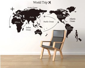 Živá Zeď Samolepka na zeď Mapa Cesta kolem světa