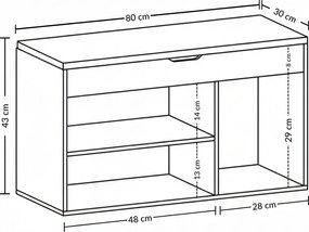 Botník se sedákem TRIA, 80 x 43 x 30 cm