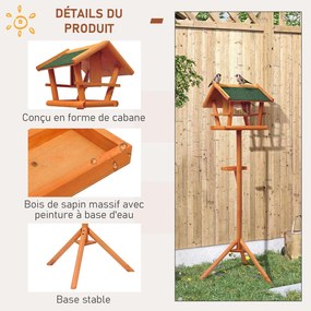 PawHut HOMCOM Krmítko pro divoké ptáky na stojanu s miskou, dřevěné krmítko pro venkovní použití 150 cm