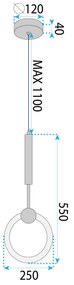 Toolight Toolight, LED závěsné svítidlo 25x55cm, 10W, 3000K, LHJ059-CP1, zlatá matná, OSW-60031