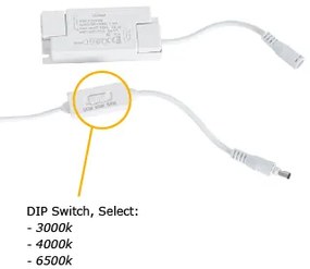LED panel zapuštěný bílý obdélníkový vč. LED 3000K - 6500K s přepínačem DIP - Seagal