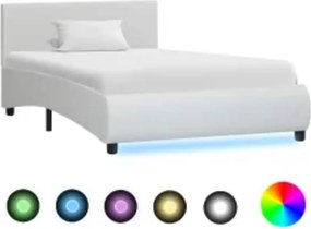 Rám postele s LED světlem bílý umělá kůže 100 x 200 cm 285487