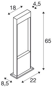 SLV 1002957 Flatt pole 65 venkovní sloupek LED 9,7W 3000K, antracit/imitace dřeva, výška 65cm, IP65