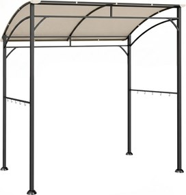 Outsunny altán na grilování Zahradní altán se stříškou na grilování odolnou proti UV záření, ocelový rám a háčky, polyester, béžová barva, 215x150x22…