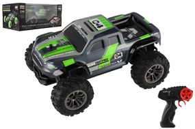 Auto RC pick up terénní plast 25cm 2,4GHZ na baterie šedo-zelený v krabici 32x14x18cm