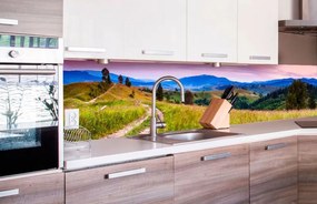 Samolepící fototapeta do kuchyně - Rozkvetlé kopce, 260x60cm, 082
