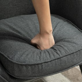 HOMCOM lounge křeslo koktejlové čalouněné křeslo kancelářské křeslo křeslo do obývacího pokoje křeslo do jídelny moderní s lněným vzhledem dřevo šedé…