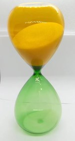 KLENOTY BUDÍN Designové skleněné žluto-zelené přesýpací hodiny 15min. BPH100