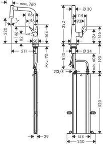 Hansgrohe Metris M71 Dřezová baterie s vytahovací sprškou, EcoSmart, chrom 73823000