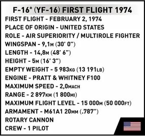 COBI 5892 Armed Forces F-16® (YF-16) First Flight 1974 / 375 kostek /