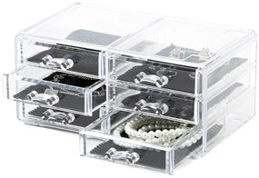 Organizér na šperky Compactor – 6 zásuvek, čirý plast