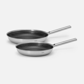 Fabini Sada pánví Hybrid, ø 26 cm + ø 30 cm, 2 díly - Nerezové beznýtové pánve s keramickým hybridním povrchem z vícevrstvé nerezové oceli bez poklic