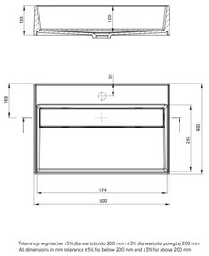 Deante CQR_SU6M - Umyvadlo na desku CORREO 40x60cm granit/metalicky šedá