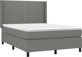 Box spring postel s matrací a LED tmavě šedá 140x190 cm textil 3138230