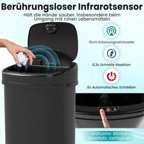 Costway 58 L Automatický odpadkový koš se senzorem a dvouzónový inteligentní