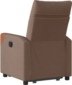 Elektrické zvedací polohovací křeslo hnědé textil 3324025