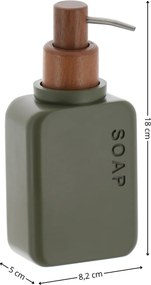 Dávkovač mýdla Salva, olivový/s dřevěnými prvky, 300 ml