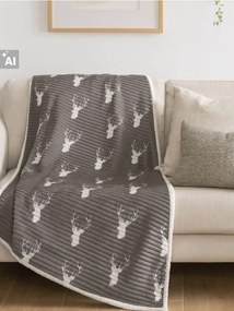 Sinsay - Žebrovaná vánoční deka s motivem soba - vícebarevná