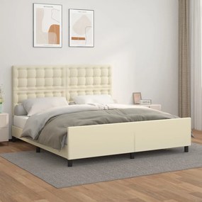 Rám postele s čelem krémový 160x200 cm umělá kůže 3125581