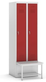 Kovos Šatní skříňka s lavičkou a policí, červené dveře, cylindrický zámek