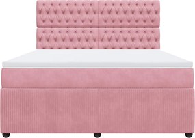 Box spring postel s matrací růžová 180x200 cm samet 3294717