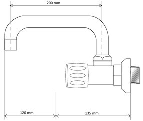 Gamma CLASIC C, umyvadlová/kuchyňská baterie s výlevkou 20cm, 150 mm, chromová, GMA-BCCS-C-CH