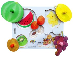 Just Jigsaws Dřevěné deskové puzzle 6 dílů Loupeme a krájíme plodiny 6