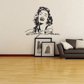 Samolepka na zeď - Marilyn Monroe s podpisem (60x52 cm) - PopyDesign