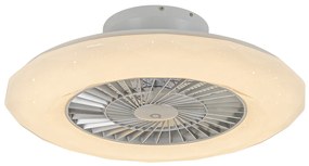 Chytrý stropní ventilátor stříbrný včetně LED s hvězdicovým efektem stmívatelný - Clima
