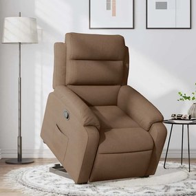 Zvedací polohovací křeslo hnědé textil 3204984