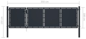 vidaXL Marketos Zahradní brána ocelová 350 x 100 cm antracitová