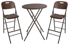 VÝHODNÝ SET - Bistro stůl + 2x bar. židle- IMITACE RATANU