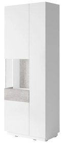 Vitrína SILKE 12 Helvetia 80/207/40 Barva: bílá/bílý lesk/beton