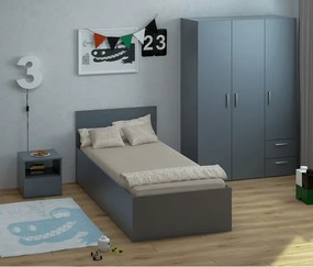 Postel s kovovým roštem a úložným prostorem, 90x200, grafit, DOLI