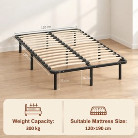 HOMCOM postel 120 × 190 cm s roštem a úložným prostorem, černá