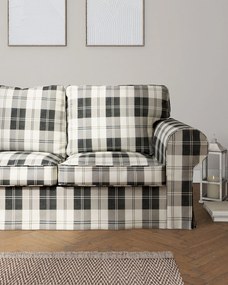 Potah na pohovku IKEA  Ektorp 3-místná, rozkládací STARÝ MODEL PIXBO barva černá látka pletený vzor, vzorované