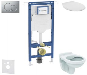 Geberit Duofix - Set předstěnové instalace, klozet Alpha se sedátkem, tlačítko Sigma01, matný chrom SANI11CD2103