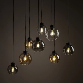 TK Lighting Černý závěsný lustr Cubus pro žárovku 8x E27 TK2834