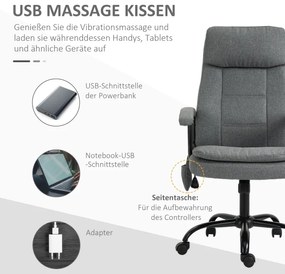 Vinsetto Masážní kancelářská výškově nastavitelná otočná židle, ergonomická, šedá 63 x 70 x 112-121 cm 921-308