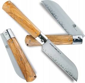 Zavírací nůž Santoku 140 mm Dellinger Olive Guillotine AUS-10 Sanmai
