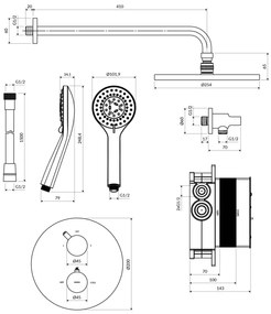 Omnires Y SYSYT05BL Podomítkový termostatický sprchový set, černá - Omnires