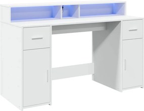 Psací stůl s LED světly bílý 140 x 55 x 91 cm kompozitní dřevo 3309420