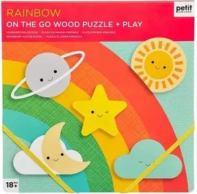 Petit Collage Robustní dřevěné puzzle Rainbow / od 18 měsíců