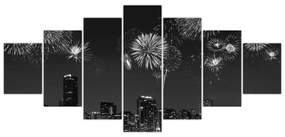 Obraz - Ohňostroj v Miami, černobílá (210x100 cm)