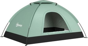Outsunny stan pro 2 osoby na kempování, maskovací kupolovitý stan, lehký, ventilovaný, snadno se skládá s zipovými dveřmi, úložným prostorem, taška na