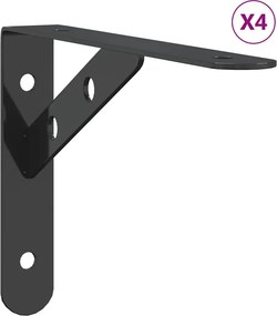 Policové držáky 4 ks 20 x 2,5 x 14 cm černé nerezová ocel 30302