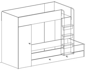 Dvoupatrová postel SMART 2 + přistýlka | 90x200 + 2x 85x200 | UNI provedení | artisan/černá