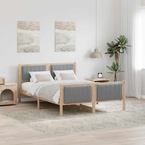 Rám postele s čelo Hnědá a světlá šedá 140 x 190 cm 3394323