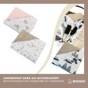 Bomimi Zavinovací deka do autosedačky minky autíčka, modrá