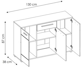 Sconto Komoda ALAMOS dub sonoma